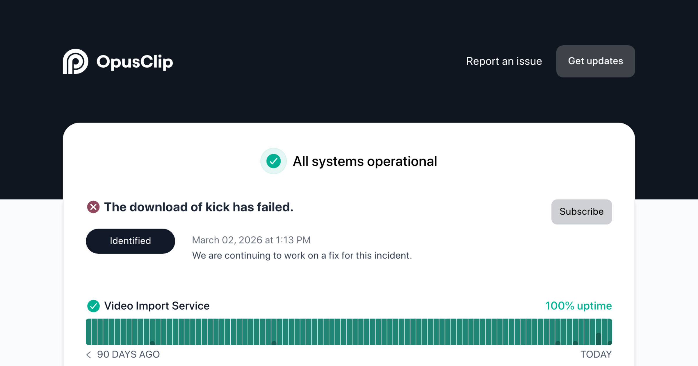 OpusClip is experiencing a technical issue - Incident details ...